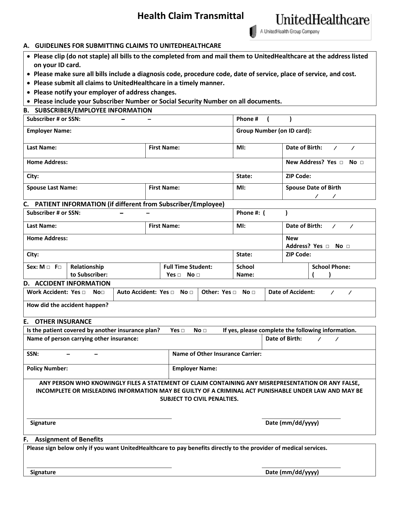 Download United Healthcare Medical Claim Form PDF FreeDownloads Download United Healthcare Medical Claim Form PDF FreeDownloads