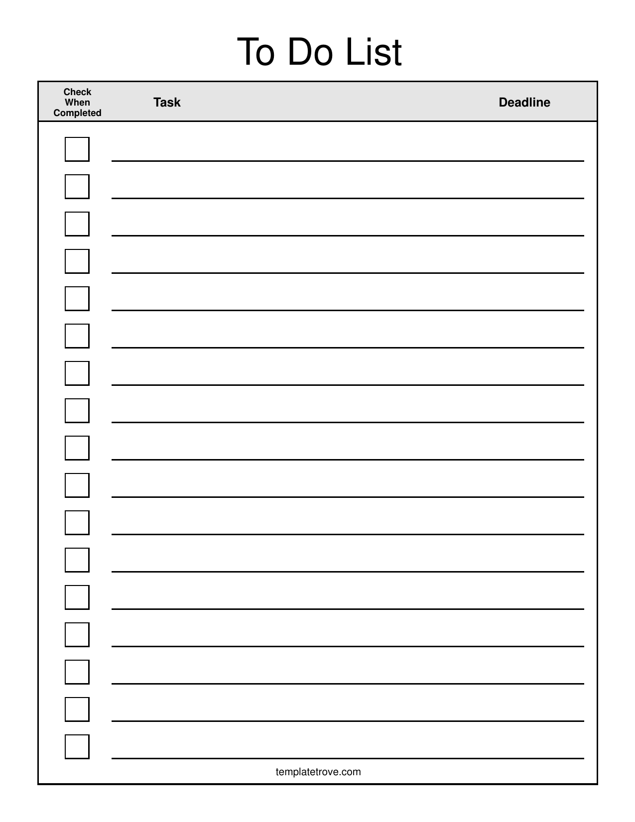 Blank Checklist Template Word