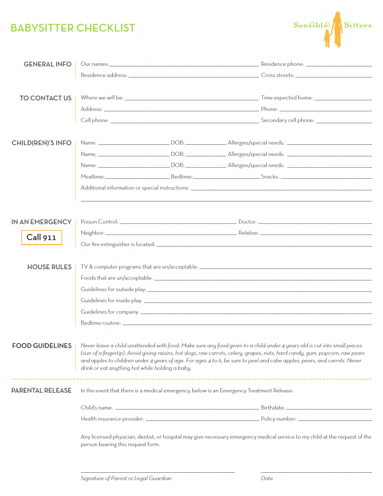 Download Babysitter Checklist Template | Excel | PDF | RTF | Word ...