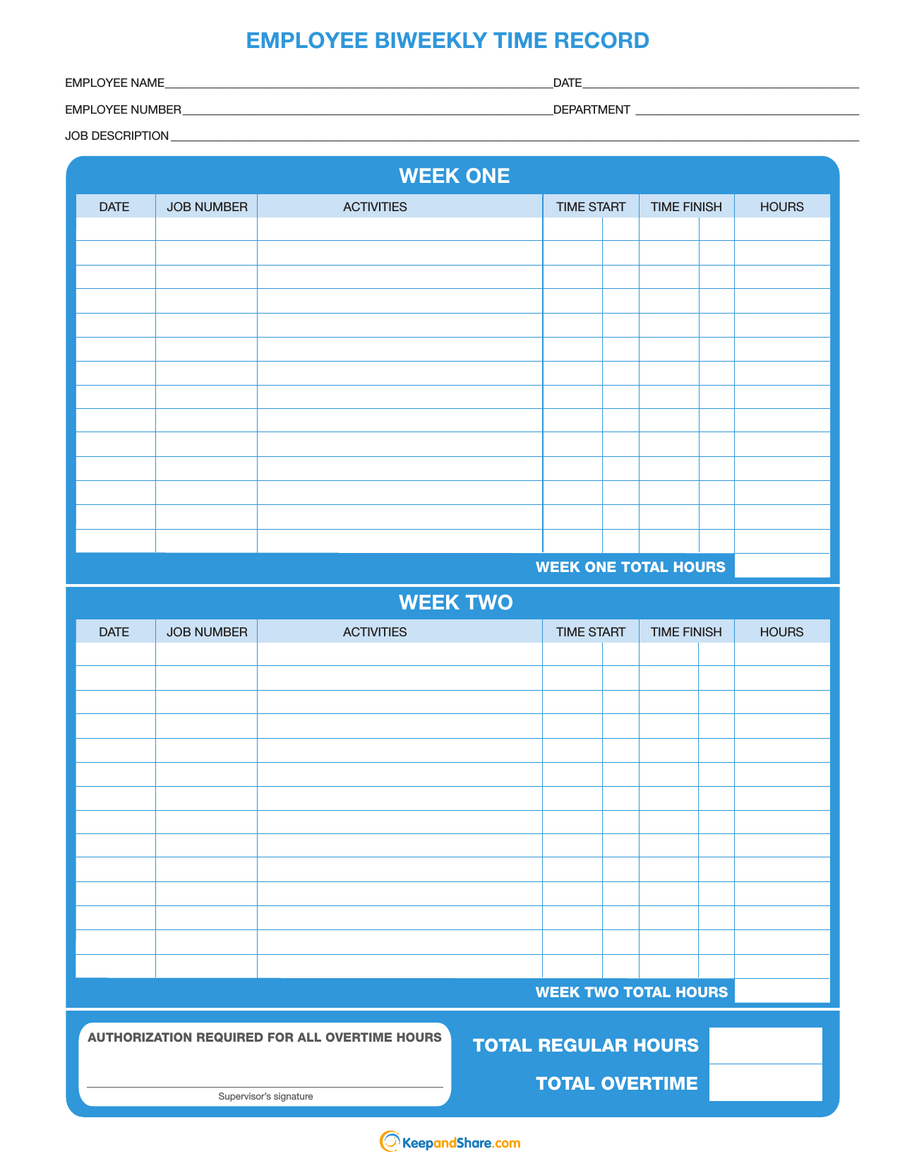Printable Simple Biweekly Timesheet Template Customize And Print