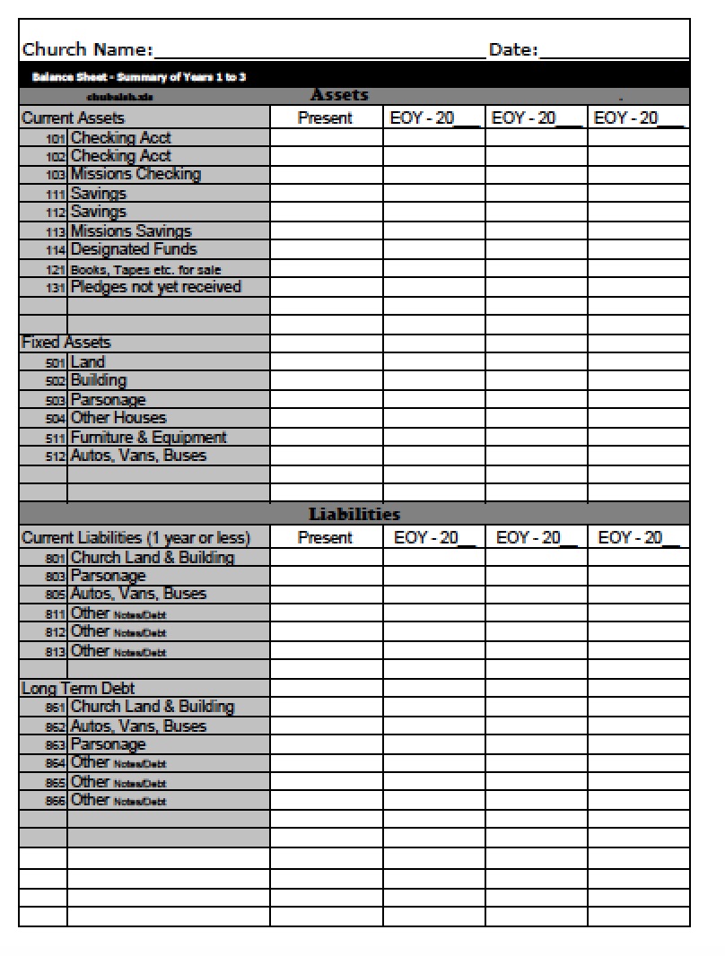 Free Church Excel Templates