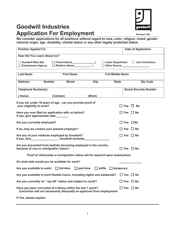 Download Goodwill Job Application Form – Careers | PDF | FreeDownloads.net