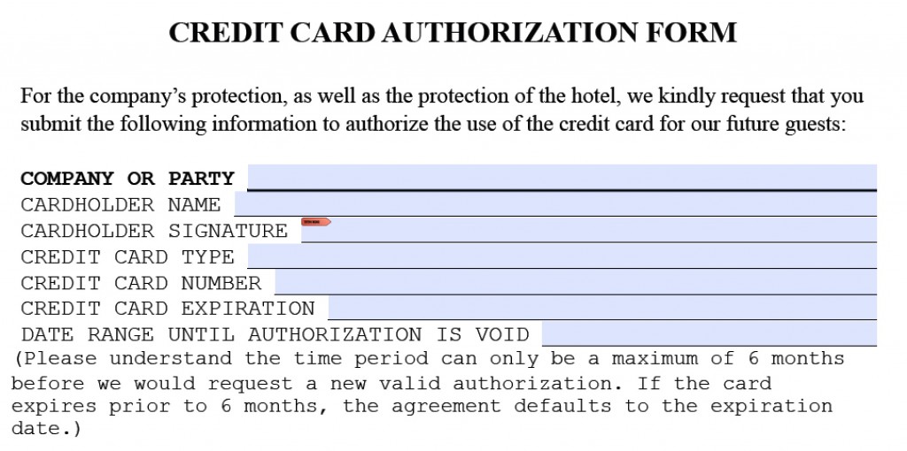 Download Holiday Inn Credit Card Authorization Form Template | PDF ...