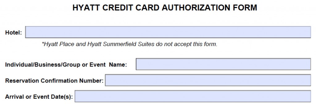 Download Hyatt Credit Card Authorization Form Template | PDF ...