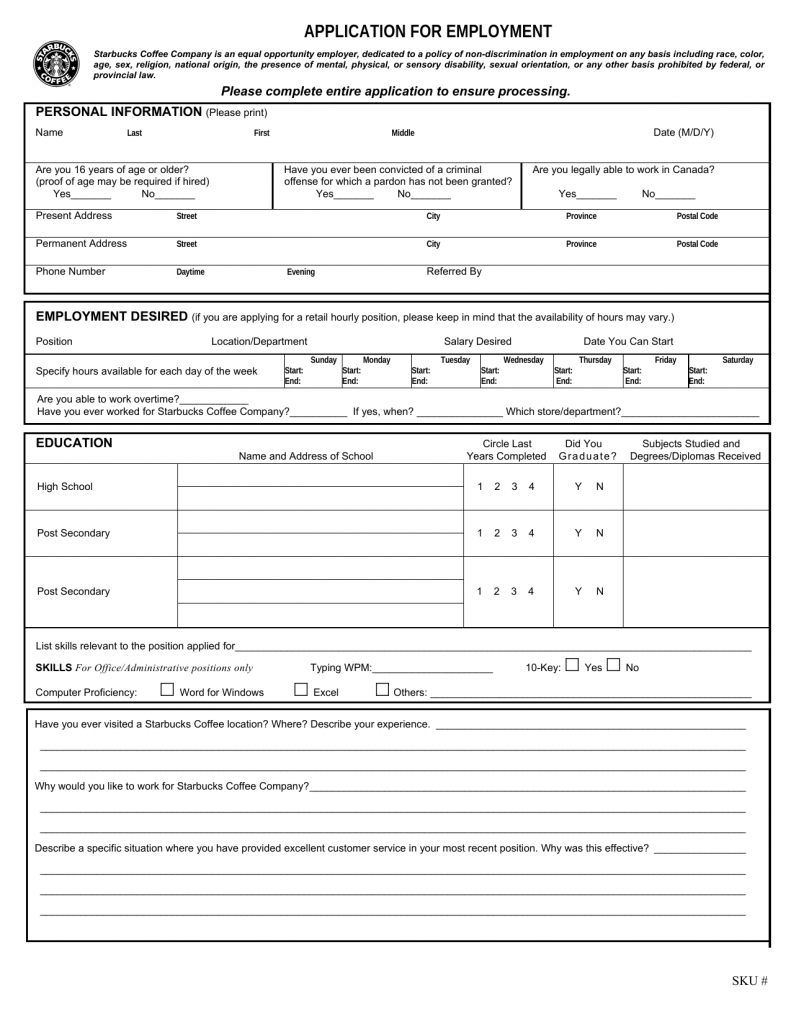 Download Starbucks Job Application Form – Careers | PDF | FreeDownloads.net
